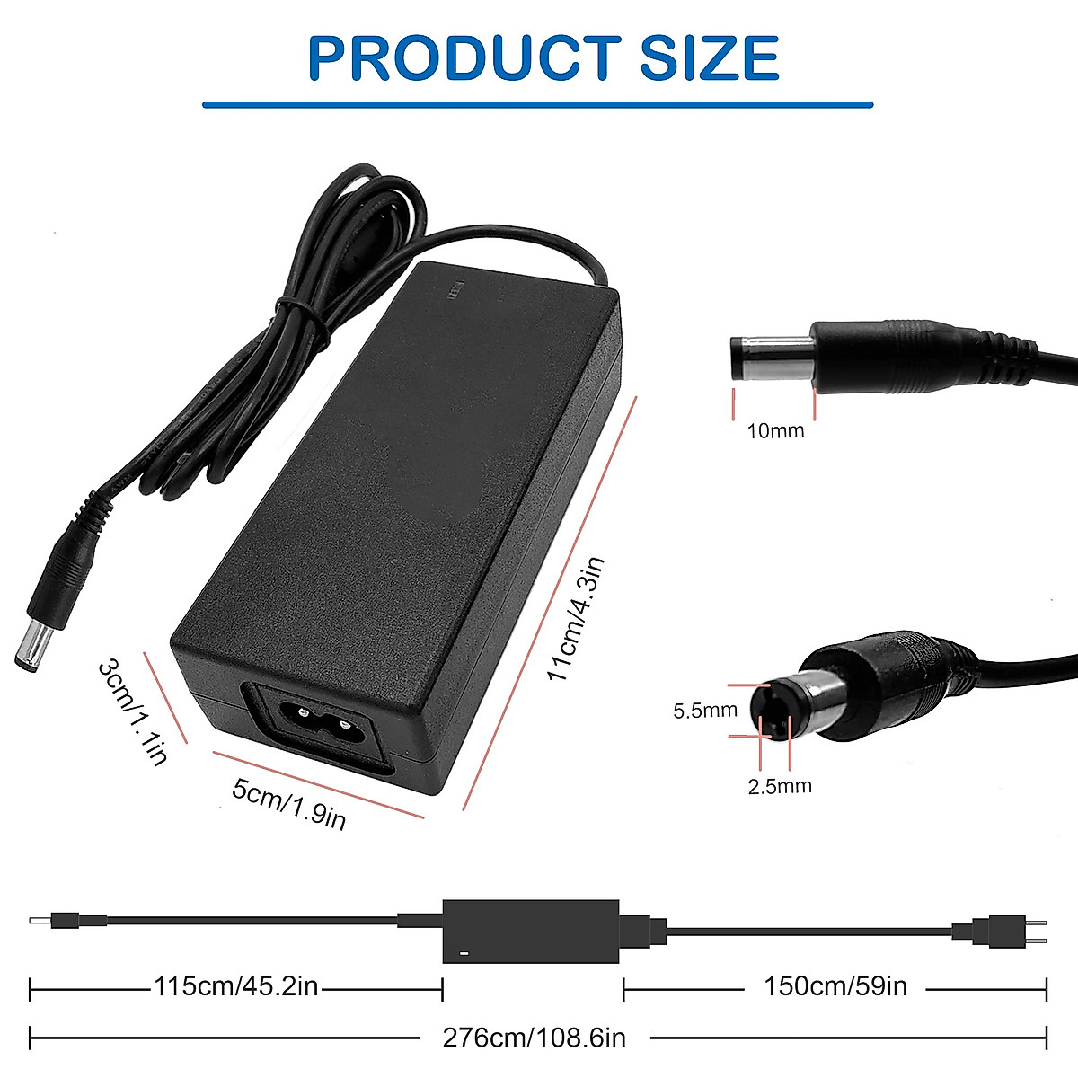 OPBYWE 12V 5A 60W Power Supply Adapter AC DC Converter 100V~240V to 12 Volt 5 Amp Transformer 5.5x2.1mm Plug for Christmas Tree LED Light Strips CCTV Security System LCD Monitor