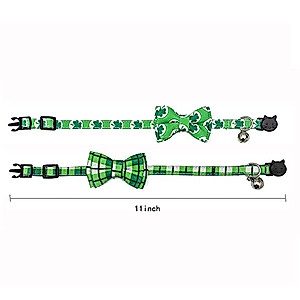 Bnibol 2-Pack Breakaway Cat Collars with Removable Double-Layer Bow Tie and Bell,for boy and Girl cat Safety Collars for Cats Suitable for Festivals and Daily. (St. Patrick's Day1)