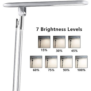 LED Desk Lamp,JUKSTG Eye-Caring Table Lamp 7 Brightness Levels 4 Lighting Modes Home Office Lamps,Desk Light with USB Charging Port,Blue Light Filter,Touch Control,14W Adjustable Reading Lamps,Silver