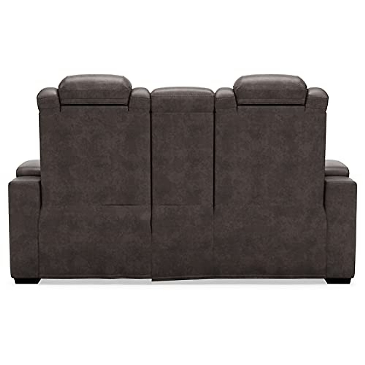 Signature Design by Ashley Hyllmont Power Reclining Loveseat with Center Console, Weathered Gray