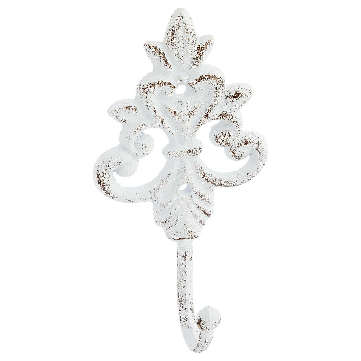 Farmlyn Creek Set of 3 Cast Iron Wall Hooks, French Country Farmhouse Design, Includes Screws and Anchors (6.5 in, White)