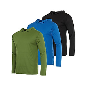 Real Essentials Men's Mesh Quick Dry Fit Long Sleeve Active Athletic Hoodie Performance T-Shirt Workout Running Fitness Sports Fishing Casual Sweatshirt UPF Outdoor Hiking-Set 6, XXX-Large - Pack of 3