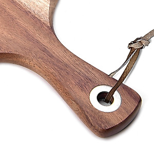 BILL.F Acacia Wood Pizza Peel,12” Cutting Board, Cheese Paddle Board, Bread and Crackers Platter for Serving and Minor Food Prepare with Handle - 16 x 12 x 0.5 Inch