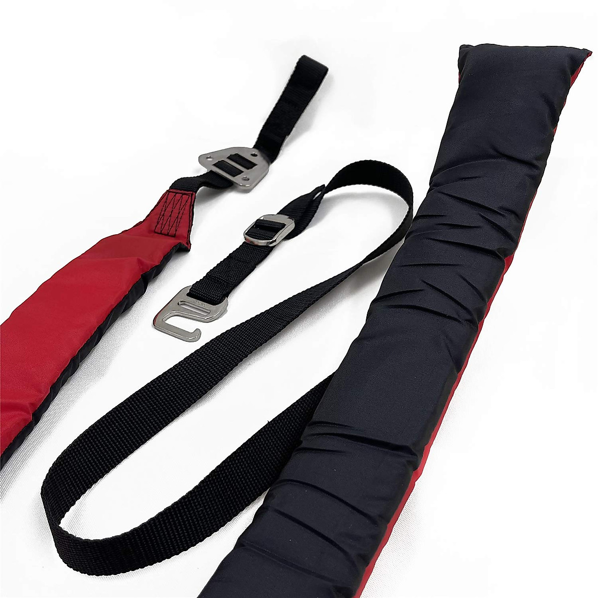 HongK- Red Kayak Surf Paddleboard Wall Padded Hanger Strap Storage Sling Kayak Hanger Heavy-Duty Hanger Garage Hanger [P/N: KAYAK-W05-BK+RED]