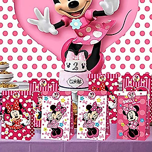 12 PCS Mouse Party Bags with Stickers, Mouse Gift Paper Bags, Party Gift Goody Treat Candy Bags for Mouse Party Themed Birthday Decorations