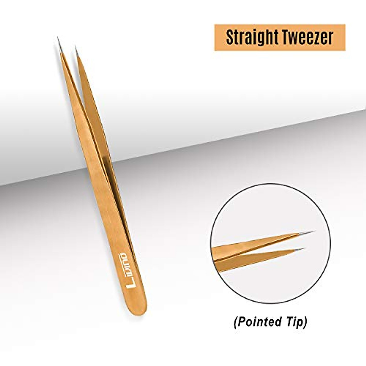 LIVINO Eyelash Extension Tweezers Straight - Set of 2 Stainless Steel Extension Tweezers with Curved Tip - Eyelash Extension Supplies Nipper for Eyelash Extensions Eyelash Tweezers