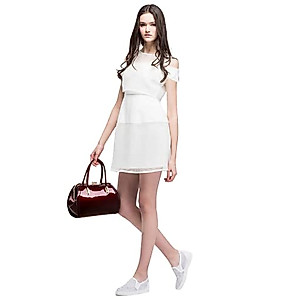 Style Strategy bone purses patent leather handbags for women Top Handle with kiss lock Satchel Shoulder big bags crossbody for women