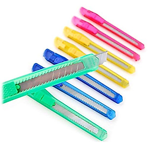Box Cutter / Hobby Retractable Lock Utility Knife with Snap off Razor Sharp Blade Great Knife for Cutting Thin Boxes, Craft Paper, Packaging Tape, and Much More (24)