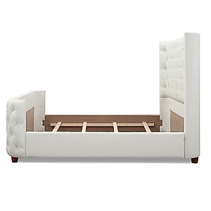 Jennifer Taylor Home Brooklyn King Tufted Panel Bed Headboard and Footboard Set, Antique White Polyester