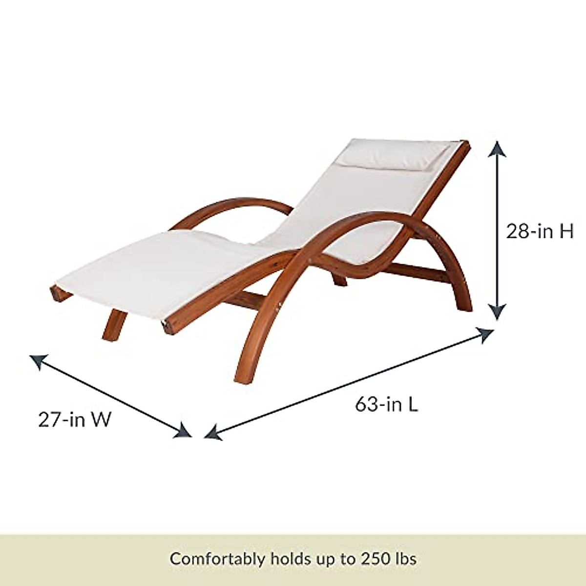 Island Umbrella NU6901 Island Retreat Bentwood Breeze Luxury Lounger with Wood Frame, Champagne