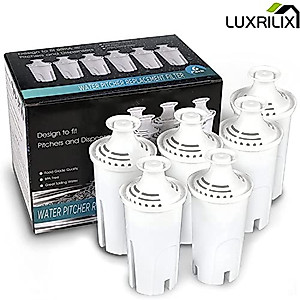 Replacement Pitcher Water Filter OB03 for Britta Pitchers and Dispensers (6 PACK) Water Pitcher Filter Compatible with Britta OB03 Classic 35557 Mavea 107007 by LUXRILIX