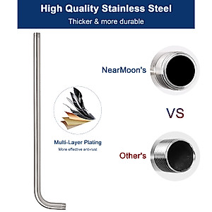 NearMoon Shower Arm, Extra Fixed Arm with Flange, Stainless Steel Wall-Mounted ShowerHead Arm (20 Inch, Brushed Nickel)