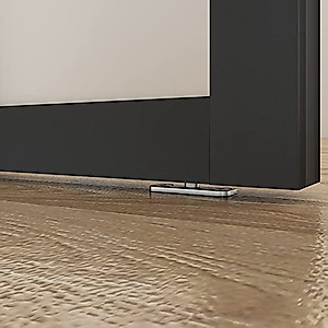 BARNSMITH 60in x 84in Double Glass Barn Door with 13FT Top Mounted Hardware Kit, 5-lite Modern Black Aluminum Tempered Frosted Glass Sliding Door, Assemble Required(2 * 30inx 84in)