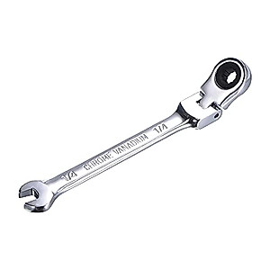 uxcell 1/4 Inch Flex-Head Ratcheting Combination Wrench SAE 72 Teeth 12 Point Ratchet Box Ended Spanner Tools, Cr-V