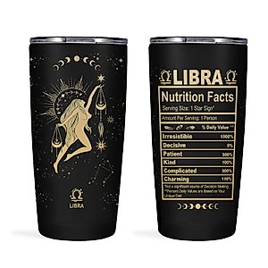 Libra Gifts for Women,Libra Tumbler,Libra Gift Zodiac Cup, 20 OZ Astrology Tumbler Cup, Witchy Gothic Gifts Stainless Steel Insulated Constellation Tumbler