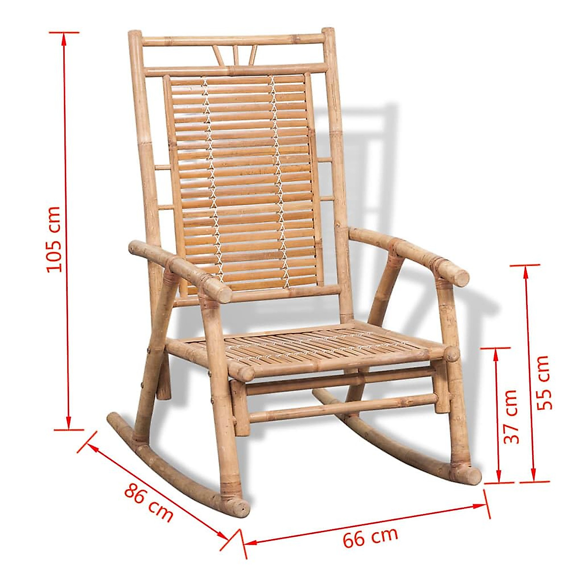 vidaXL Rocking Chair Bamboo Outdoor Patio Garden Porch Deck Seat Armchair