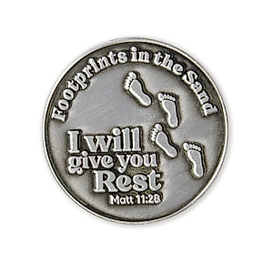 Footprints in The Sand Love Expression Coin for Public Servants & Law Enforcement, Keepsake Pocket Token of Prayer & Divine Protection for Men & Women, EDC Coin, Thinking of You Gift of Appreciation