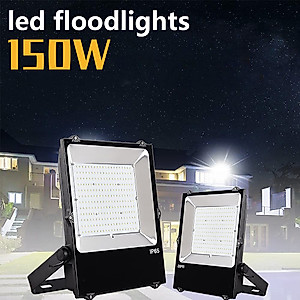OSTEK 150W LED Flood Light, 21000LM Outdoor Commercial Lighting IP65 Waterproof，450W HPS Equivalent, Daylight 5000K, Security Floodlight for Home, Backyard, Patio, Garden ETL DLC (150)