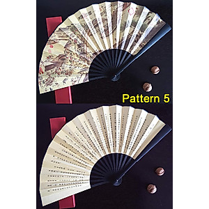 Classic Folding Fan,Bamboo Fan Rib&Printing Cloth of 12+ Pattern Options,13in,折扇 (Pattern 5-Riverside Scene at Qingming Festival(清明上河图))