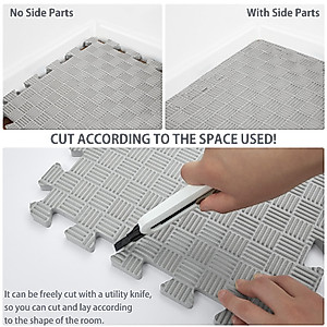 Gym Flooring Puzzle Exercise Mats: Sportneer 1/2" Thick 12" x 12" Interlocking Floor Mats EVA Foam Exercise Tiles for Home Gym Fitness Equipments with Border Waterproof Workout Anti-Slip Mat 12 Sqft