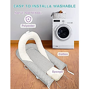 GoXteam Baby Lounger Cover Baby Nest Cover Soft Cotton Machine Wash Baby Lounger,Easy for Baby Lounger Replacement-Color Gray Grid