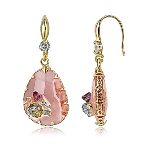 JA.S.JR Crystal Teardrop Earrings Gold Dangle Earrings for Women