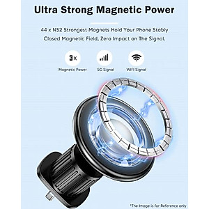 EIOSUN Magnetic Car Mount Compatible with MagSafe Case and iPhone 13/14 Pro Max/iPhone 12 Pro Max Mini, 360° Rotatable Strong Magnet Dash & Air Vent Phone Holder