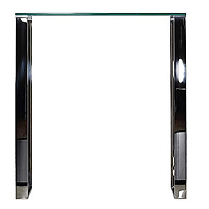 Cortesi Home Forli Small Entry Way Console Table Contemporary Glass and Stainless Steel Finish 28 in Wide Accent, Silver and Clear