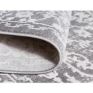 Unique Loom Traditional Classic Intricate Design with Distressed Vintage Detail, Area Rug, 5 ft x 8 ft, Gray/Ivory