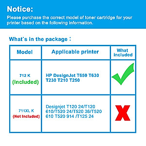 LCL Remanufactured Ink Cartridge Pigment Replacement for HP 712 712XL 712BK 712XLBK 3ED70A 3ED71A 80ML High Yield T650 T630 T250 T230 T210 (2-Pack Black)