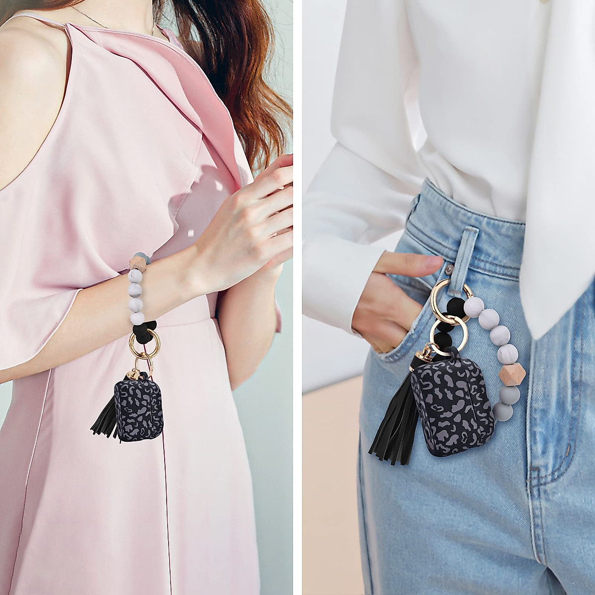 Filoto Airpods Pro 2nd Generation Case Cover 2022, Cute Silicone Protective Case with Bracelet Keychain Accessories for New Apple Airpods Pro 2 Women Girls (Dark Grey Leopard)