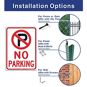 (2 Pack) No Parking Sign with Symbol Sign, 10 x 7 Inches Reflective .40 Rust Free Aluminum, UV Protected, Weather Resistant, Waterproof, Durable Ink, Easy to Mount