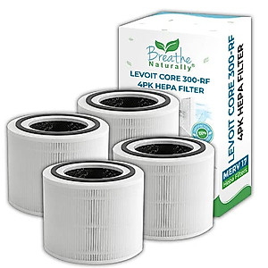 Breathe Naturally Replacement Hepa Filter 4 Pack for Levoit Core 300 Series Purifiers - Core 300RF