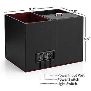 Vlando Automatic Double Watch Winder - Watch Winder Box with Men Jewelry Organizer Tray, Japanese Quiet Motor, LED Light, Adjustable Watch Pillows - Red