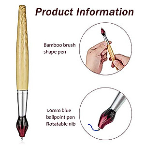 Outus Bamboo Brush Shape Ballpoint Pen Novelty Retractable Paintbrush Ink Pens for Art Activities and School Stationery, Christmas Halloween Near Year Present (10 Pieces)