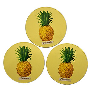 Novel Merk Pineapple Fruit Refrigerator Magnets, Small Circle Leaf & Banner Design for Fridge, Gifts, Decor, Party Favors, Prizes (10 Pack), Yellow Green, 2 Inch