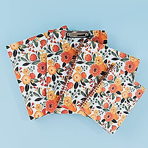 Steel Mill & Co Cute Large Spiral Notebook College Ruled, 11" x 9.5" with Durable Hardcover and 160 Lined Pages, Orange Floral