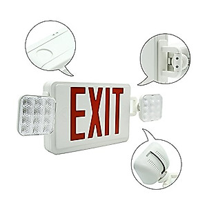 Ainfox 6 Pack LED Exit Sign Emergency Wall Light, UL Listed- LED Combo Emergency EXIT Sign with 2 Head Lights and Back -up Letter Cover (red/6pack)