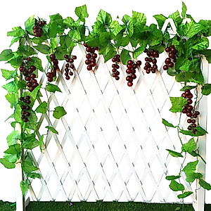 Woohome Artificial Greenery Chain Grapes, 8FT 10 Pack Grapes Vines Leaves Foliage Simulation Fruits for Garden Wedding Garland Home Room Outside Decoration
