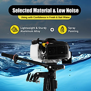 BJTDLLX 4 Stroke 4HP Outboard Motor, 52CC 2800W Outboard Motor Boat Engine, Heavy Duty Fishing Boat Engine Marine Engine for Fishing Aquaculture Outdoor Adventure