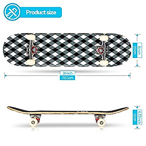 Gonex Standard Skateboard for Kids Teens Beginners, 31 x 8 Inch Double Kick Concave Complete Skate Board for Boys Girls Adults with 9 Layer Maple Deck, Diamond