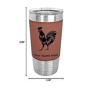 LaserGram 20oz Vacuum Insulated Tumbler Mug, Rooster, Personalized Engraving Included (Faux Leather, Dark Brown)