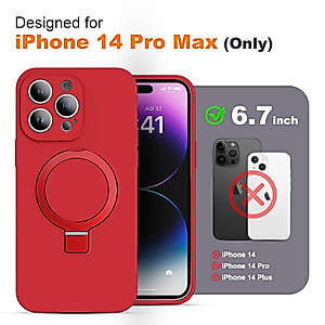 SKYLMW Designed for iPhone 14 Pro Max Case with Magnetic Invisible Stand Compatible with MagSafe Military Drop Tested Shockproof Silicone iPhone 14 Pro Max Phone Cases for Women Men 6.7'' 2022, Red