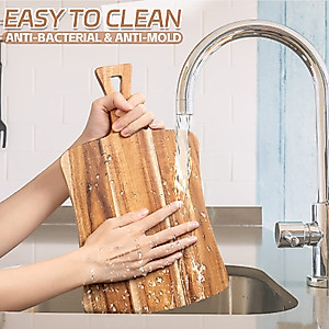 Acacia Wood Cutting Board with Handle for kitchen- GLNWUE Wooden Chopping Board Countertop for Meat, Cheese, Bread, Vegetables Fruits Charcuterie Cheese Serving Boards One Size