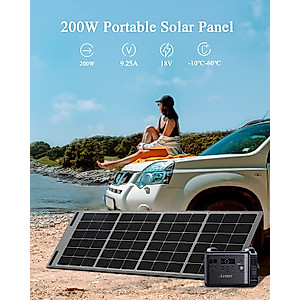 AFERIY Solar Generator with Panels Included 2000W Portable Power Station with 1pcs Foldable Solar Panel 200W (new-MWT), Solar Power Generator for RV Van House Outdoor Camping