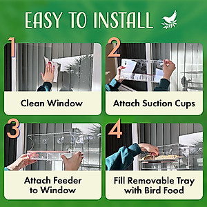 Window Bird Feeders with Strong Suction Cups, Clear Window Bird Feeder for Outside - Transparent Bird House, Balcony Glass Mount, Acrylic Cat, Kids & Elderly Viewing Clear Bird Feeder for Window Perch