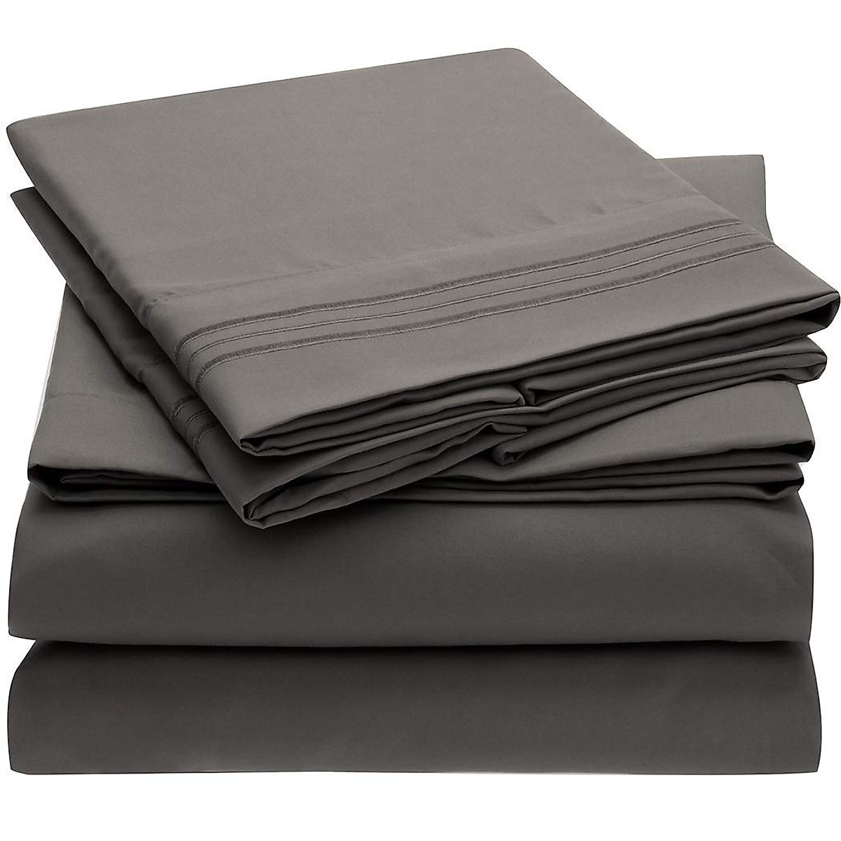 Mellanni Bed Sheet Set + Flannel Duvet Cover Set Bundle&Save - Bundle Includes: 4pcs Bed Sheet Set and 3pcs 100% Organic Cotton Flannel Duvet Cover Set (Queen, Gray)