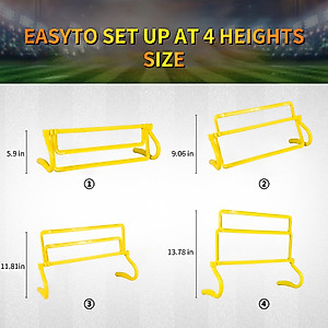 ASENVER 4 Height Adjustable Speed Training Hurdles Fitness & Speed Training Equipment (Set of 5)