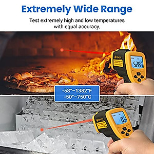 Etekcity Lasergrip 800 Temperature Gun-58℉ to 1382℉ with 16:1 DTS Ratio, High Laser Temp IR Tool for Cooking, Grill, Pizza Oven, Griddle, Engine, HVAC, Not for Human, Yellow