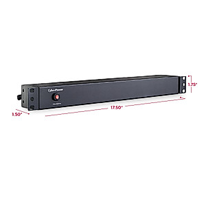 CyberPower PDU15B12R Basic PDU, 100-125V, 15A (Derated to 12A), 12 Outlets, 1U Rackmount